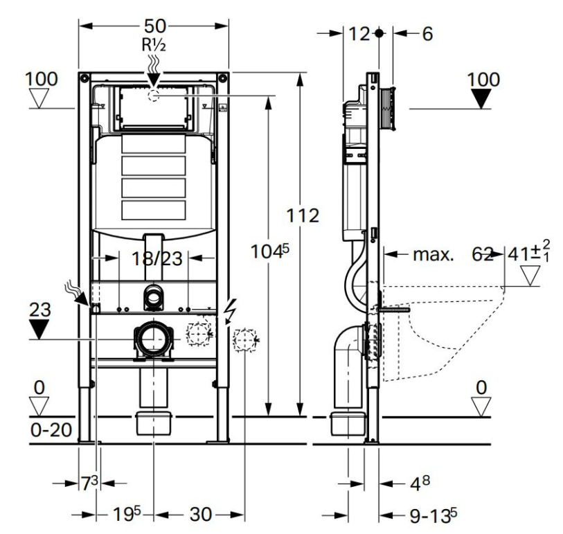 Geberit Duofix Zestaw: stelaż podtynkowy do WC z przyciskiem Sigma 01 ...