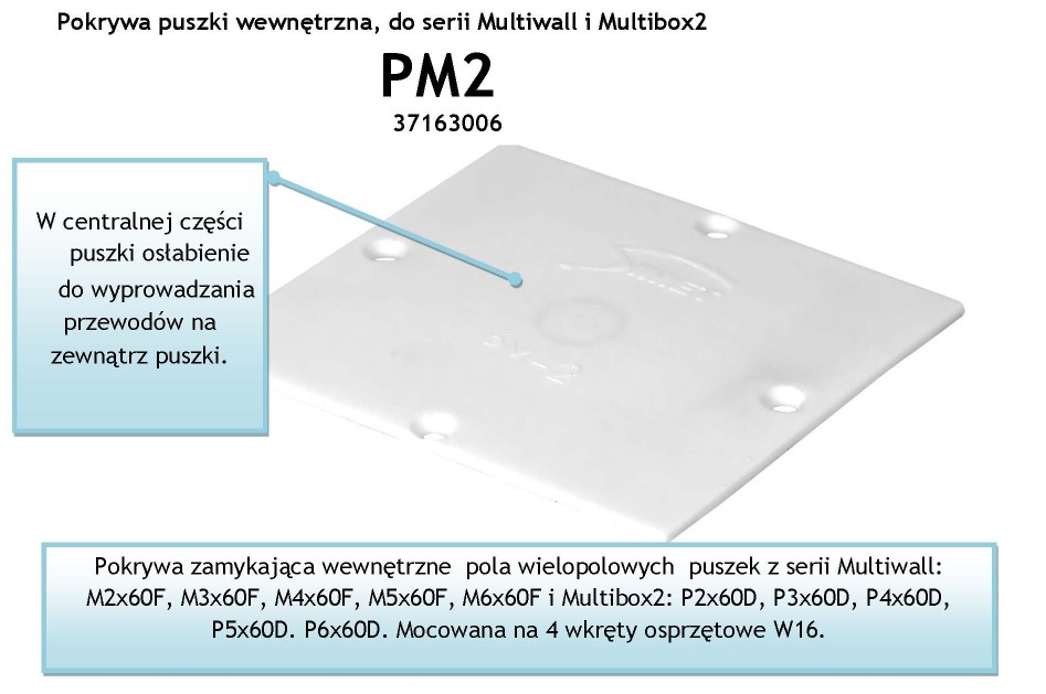 Simet PM-2 Pokrywa puszki 60 mm, zewnętrzna do serii MULTIWALL i MULTIBOX KOD 37163006